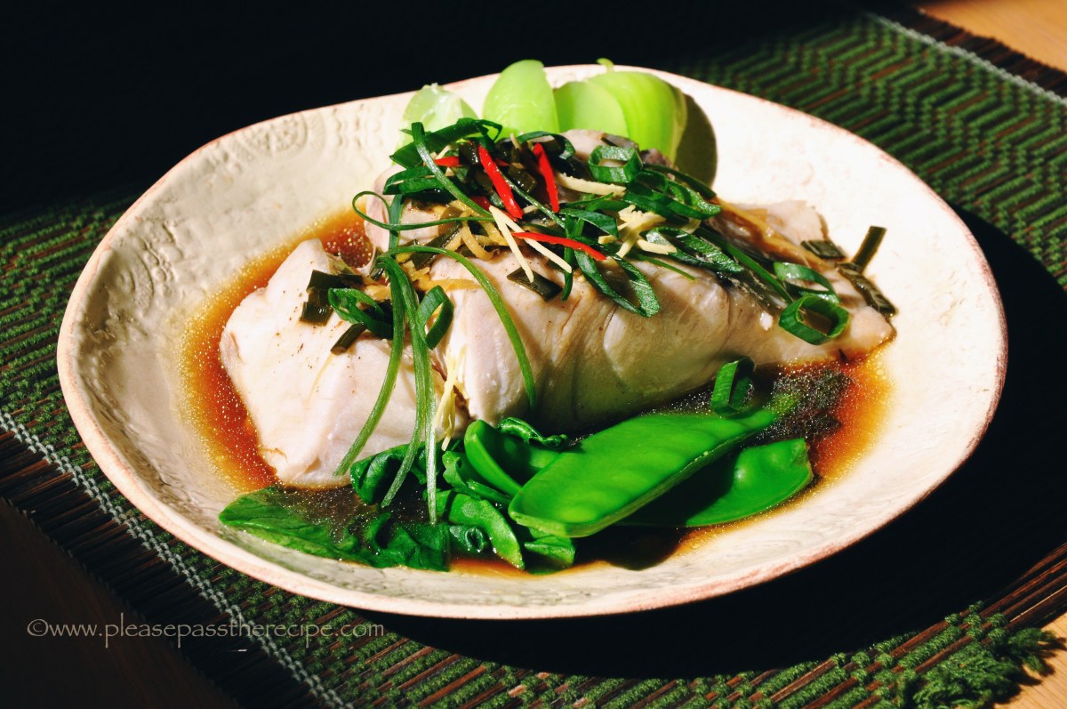 Steamed Barramundi with ginger and spring onion sauce | Please Pass the ...